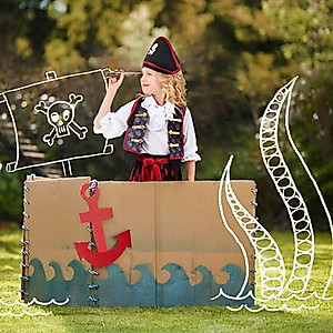 Joy Bang alloween Pirate Costume Kids, Girls Dress Up Pretend Role Play Party for Toddlers, Buccaneer Top Princess Skirt Waist Belt with Accessories