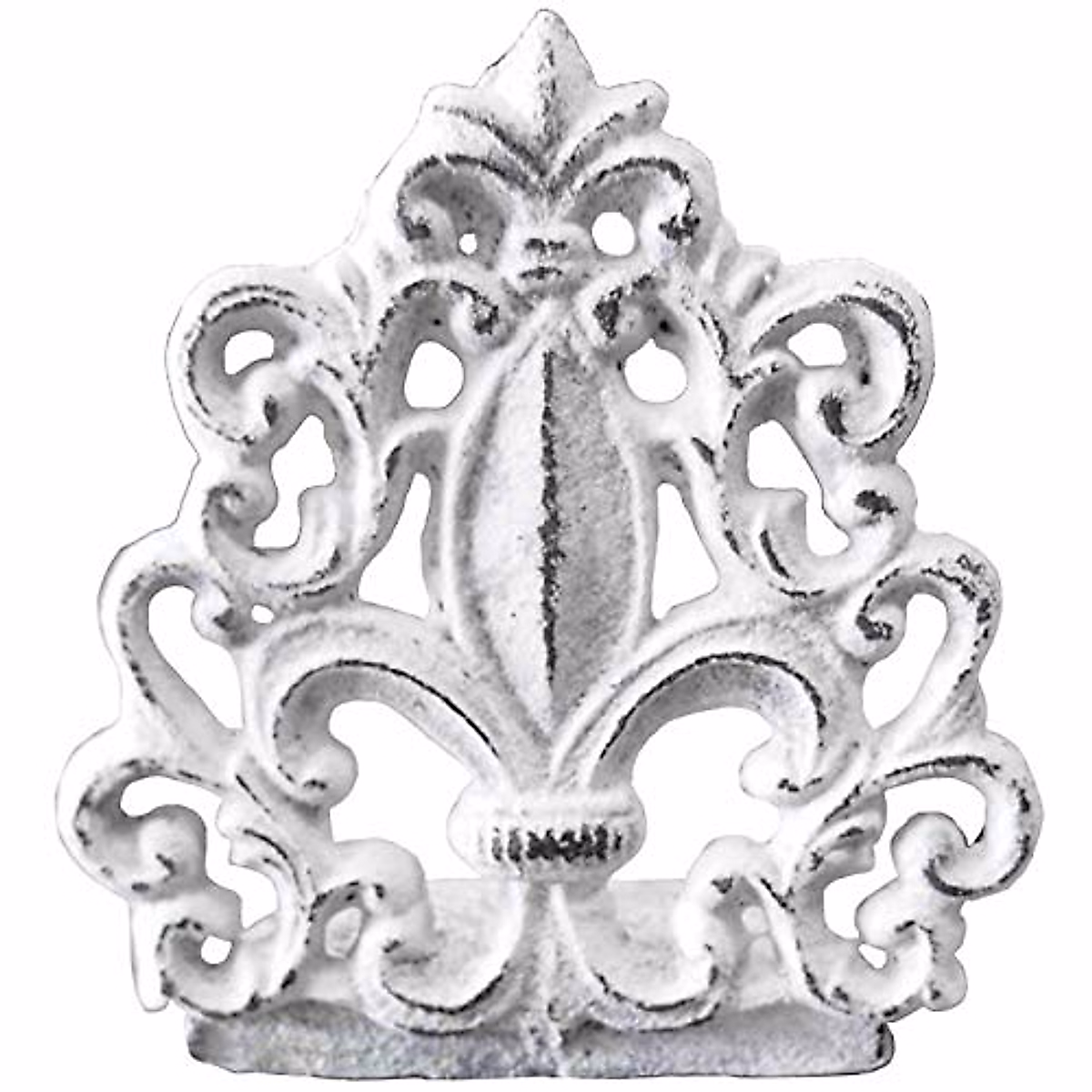Lulu Decor, Cast Iron Fleur De Lis Door Stop, Door Stopper in Antique White Finish, Beautiful and Useful Product, Simply Insert Flat Base Underneath Your Door Space, Works Great
