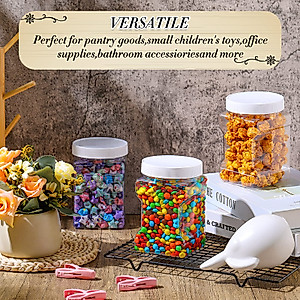 6 Pcs Half Gallon Square Plastic Containers with Lids 60.8 oz Clear Plastic Jars Storage Containers Grip Jars Large Mouth Square Canisters for Food Snack Kitchen