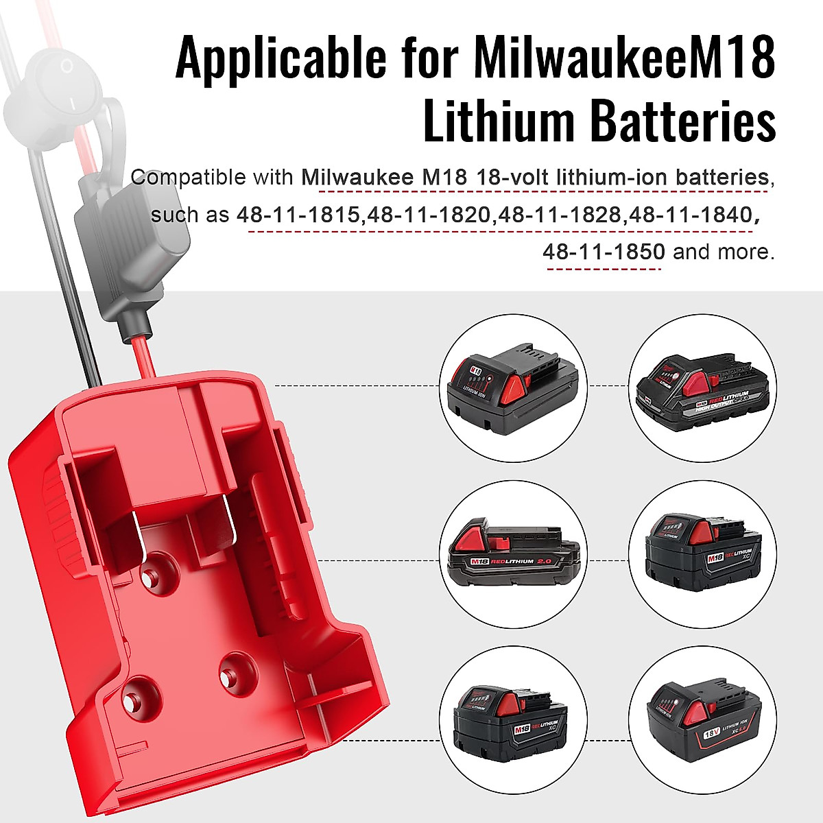2 Packs Power Wheels Adapter for Milwaukee M18 Battery Adapter Power Wheels Battery Converter Kit with Fuse & Switch & Wire Terminals & 12 AWG Wire for DIY RC Car Toys Robotics