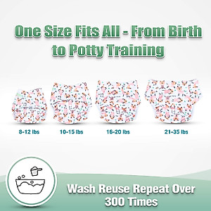 wegreeco Washable Reusable Baby Cloth Pocket Diapers Cool Animal Bundle with Diaper Liners and Cloth Diaper Bags