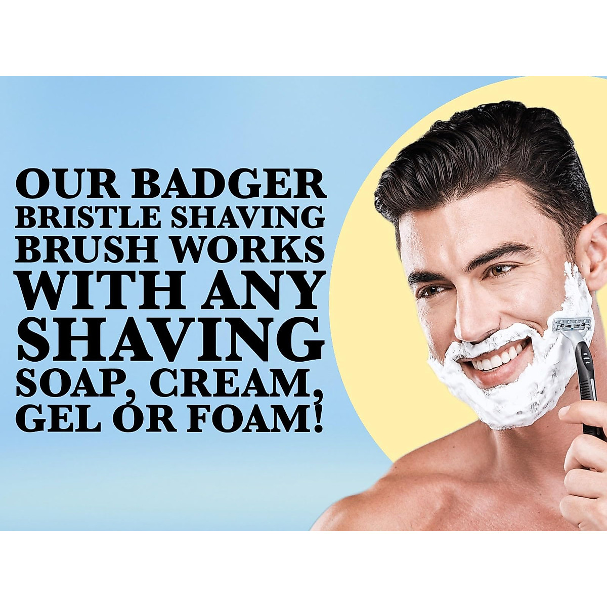 Customizable GBS Pure Badger Bristle Shaving Brush 21 MM Knot 100 mm (4" Tall) Ivory Handle! Personalized