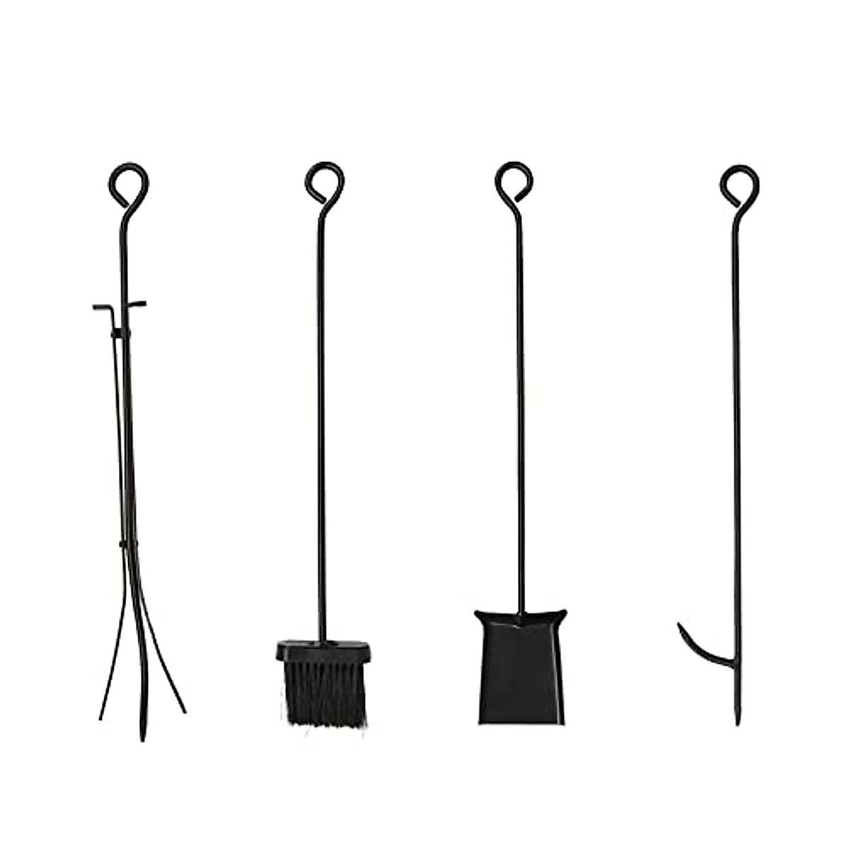 Outvita 30 Inch Firewood Rack with 4 Tools, Heavy Duty Iron Fireplace Wood Log Storage with Removable Kindling Holder for Indoor Outdoor Use Black