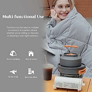 puredown® Soft Feather Down Throw Blanket Lightweight Packable Couch Throw for Indoor and Outdoor Use, 50"X70", Sliver Gray