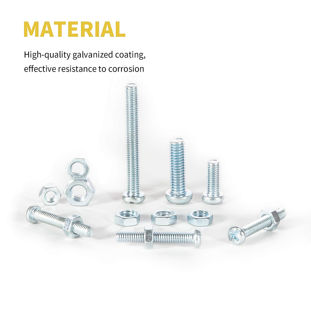 Maexxna 100pcs Nut & Bolt Assortment Sets, Metric Machine Screws Set, Philips&Slot Panhead, Zinc Planted M3 M4 M5 M6, 4 Kinds of Diameter and 6 Kinds of Length