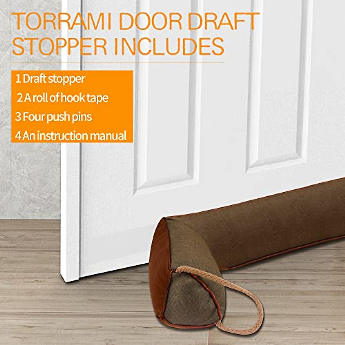 TORRAMI 30" Door Draft Stopper Under Bottom Insulation Noise Air Stopper 2.09LB,Sound Proof Draft Guard Seal for Doors and Windows - Triangle Coffee