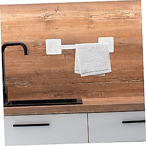SHOWERORO Storage Rack Towel Bar 12 Inch Bathroom Towel Bar Stick on Bath Towel Rack Adhesive Towel Bar Wall Stainless Steel Sponge Holder Towel Stand Individual Abs Shoe Towel Rail White