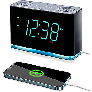 Emerson SmartSet Alarm Clock Radio with Bluetooth Speaker, Charging Station/Phone Chargers with USB port for iPhone/iPad/iPod/Android and Tablets, ER100301, Black