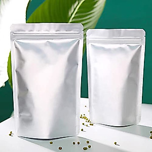 YunKo 100 PACK Mylar Bags for Food Storage Resealable Zippered Foil Bags Sealable Packaging Bags Stand Up Bags For Coffee Bean，Tea (10"X14", 7"x10", 5"x8")