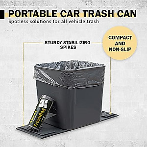 HAUSSIMPLE Car Trash Can – 1.4 Gallon Leakproof Garbage Bin for Cars, Trucks & SUVs, Large Capacity Automotive Waste Container with Anti-Slip Base – Gray Trash Bag Holder for Vehicle Interior