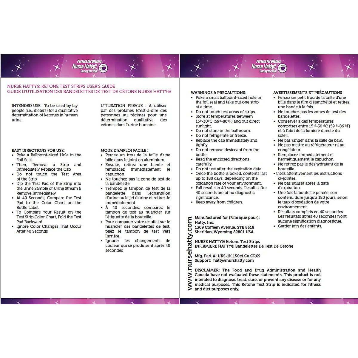 Nurse Hatty - 150 Ketone Test Strips w Built-in Color Chart – Free Keto Guide eBook & Free App - Made-in-The-USA - Urine Test for Ketogenic, Ketosis, Low Carb, Atkins & Paleo Diets - Extra Long Strips