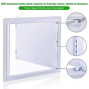PNKKODW Plumbing Access Panel for Drywall 14 x 14 Inch Plastic Access Door Wall Access Panel Ceiling Reinforced Hinged Durable White