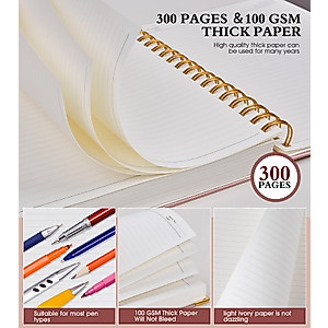 Spiral Notebook Journal 8.5” x 11”, 300 Pages Hardcover Leather Lined Journals for Women Men, A4 Large College Ruled Notebooks with 100 GSM Thick Paper, Spiral Journal for Writing Work School, Pink