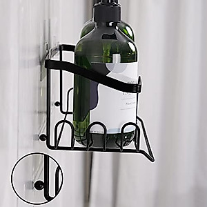 Bathroom Shower Shelf Organizer Rack 2-Pack, Strong Adhesive Shower Caddy with Soap Holder and 11 Hooks, No Drilling Wall Mounted Rustproof Stainless Steel Shower Shelf for Inside Shower, Black