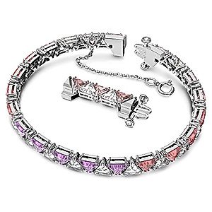 SWAROVSKI Ortyx bracelet, Triangle Zirconia, Pink, Rhodium Finish
