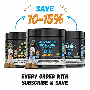 Googipet Hip and Joint Supplement for Dogs - Glucosamine for Dogs – Soft Chews w/Green Lipped Mussels for Dogs, Turmeric for Dog Arthritis & Mobility for All Ages & Breeds