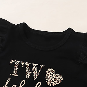 Baby Girl 2nd Birthday Outfit Girl 2 Year Old Birthday Outfit Toddler Leopard Clothes (Leopard,2T)
