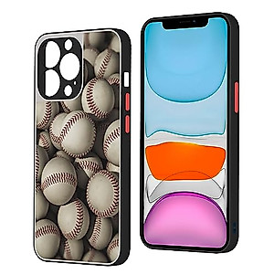 EMPYRI Baseball Printed Frosted Phone Case for iPhone 13 Pro Max-6.7 Inch, Shockproof Phone Cover with Wireless Fast Charging, Acrylic Back, Not Yellowing