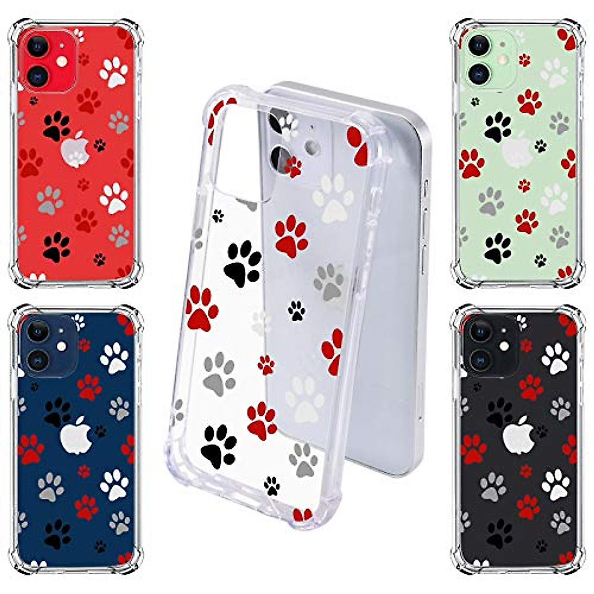 LuGeKe Dog Paw Print Case for iPhone 13 Mini,Puppy Paw Clear Soft TPU Flexible Full-Body Airbag Shockproof Case Cover for Girls Boys Kids,Transparent Anti-Scratch Bumper Protection Phone Case