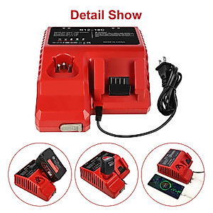 2Pack 6.0Ah Replacement for Milwaukee M18 Battery and Charger Kit Compatible with Milwaukee 18V Battery Cordless Power Tools 48-11-1852 48-11-1850 48-11-1840 48-11-1890 48-11-1828 and Original Charger