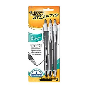 BIC VCGNP31-B-BLK Black Atlantis Comfort Pens 3 Count