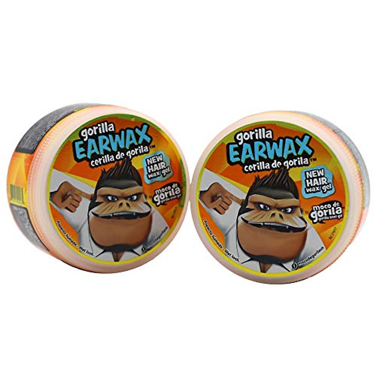 Moco de Gorila, Gorilla Earwax, Hair Wax Gel, Hair Styling Wax, Trendy Hairstyle, Superior Control, Long-Lasting Hold, 2-Pack of 3.53 Oz, 2 Jars.