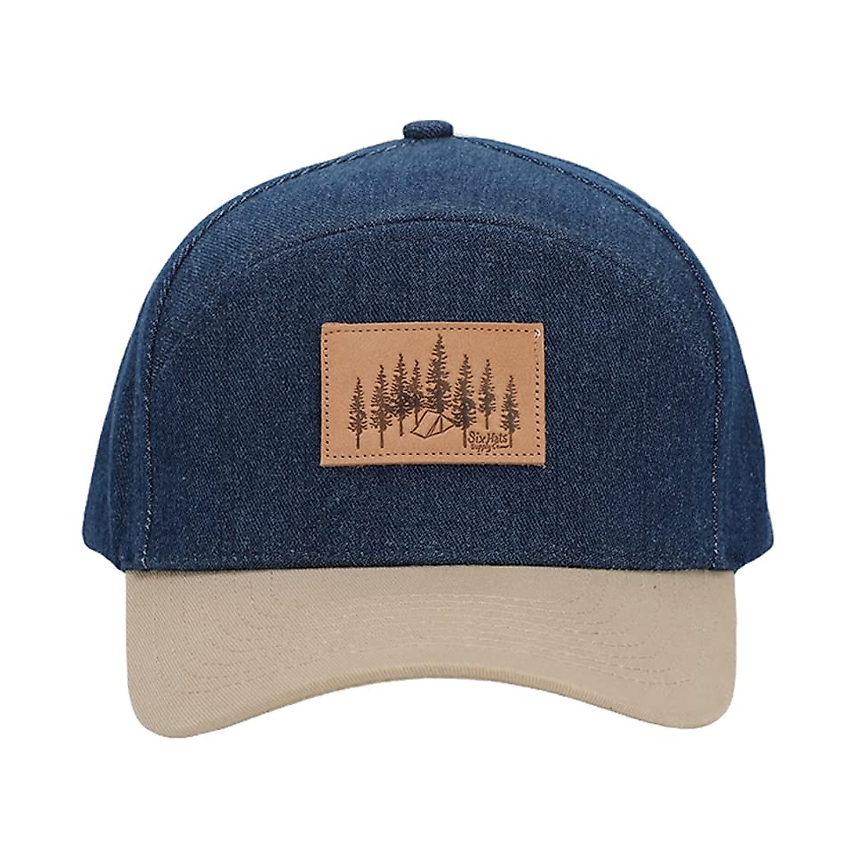 SixHats Khaki & Blue Denim Explorer Snapback Hat | One Size Fits All | Hats for a Cause, Blue & Khaki, Small-Large