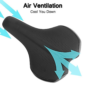 FIFTY-FIFTY Mountain Bike Saddle, Comfortable Memory Foam Bicycle Seat, Soft Waterproof Bicycle Seat for Men and Women, Compatible with MTB, Road Bike