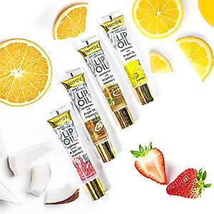 HerMINE Hydrating Lip Oil with Argan oil & Vitamin E Clear Long Lasting Nourishing Lip Oils Moisturizing Gel Multi-Packs Softening Clear Oil