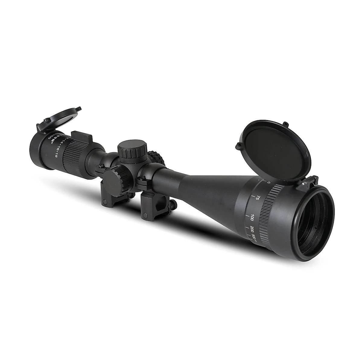 Monstrum Guardian 6-18x50 AO Rifle Scope with Parallax Adjustment | Black | Monstrum Rifle Scope Level Bubble | 1 inch Diameter | Bundle
