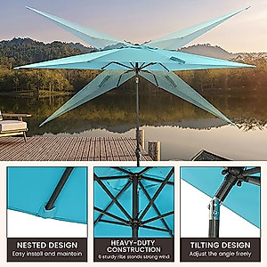 MONDAWE Outdoor Patio Umbrella 10 x 6.5 FT Rectangular Market Umbrella with Tilt and Crank Aluminum Commercial Table Umbrella for Pool Backyard Balcony