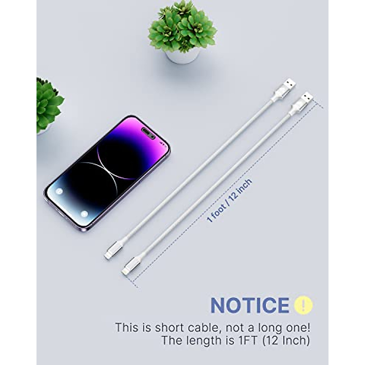 Short iPhone Charger 1ft 2Pack, Apple Certified 1 Foot iPhone Charger Cord Nylon Braided 12 Inch Short Cable Fast Charging Compatible with iPhone 13 12 11 Pro Max XR XS 8 7 6 Plus SE 2020