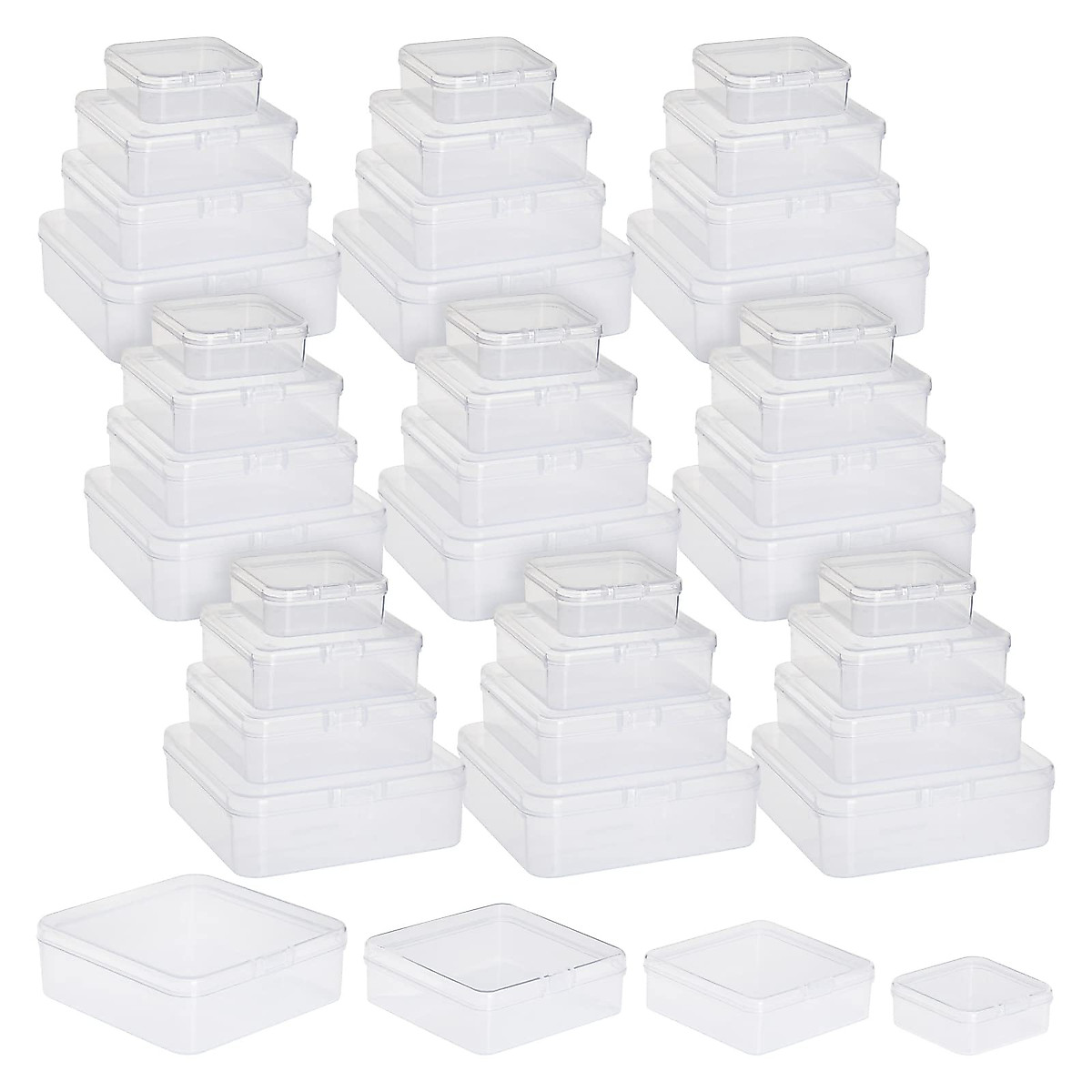 Bright Creations 40 Piece Empty Square Mini Storage Containers with Lids for Crafts, Jewelry, Board Game Storage (4 Sizes)