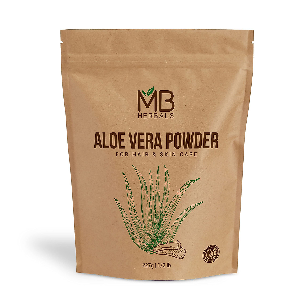 MB Herbals Aloe Vera Powder 8 oz (227 Gram / 0.5 lb ) | Aloe barbadensis Powder | Natural Skin Moisturizer | Promotes Hair Growth | For External Use Only