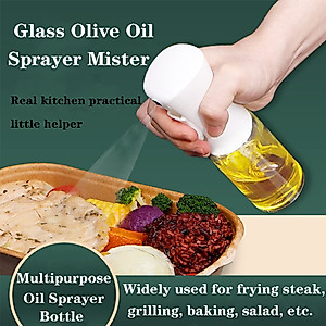 Oil Sprayer for Cooking, 200ml Olive Oil Sprayer Mister, Olive Oil Dispenser, Glass Olive Oil Spray Bottle, Kitchen Gadgets Accessories Canola Oil Spritzer for Salad Making, Baking Frying, BBQ (Black)