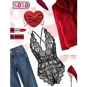 Avidlove Women Teddy Lingerie One Piece Babydoll Bodysuit Romper,X-Large,Black