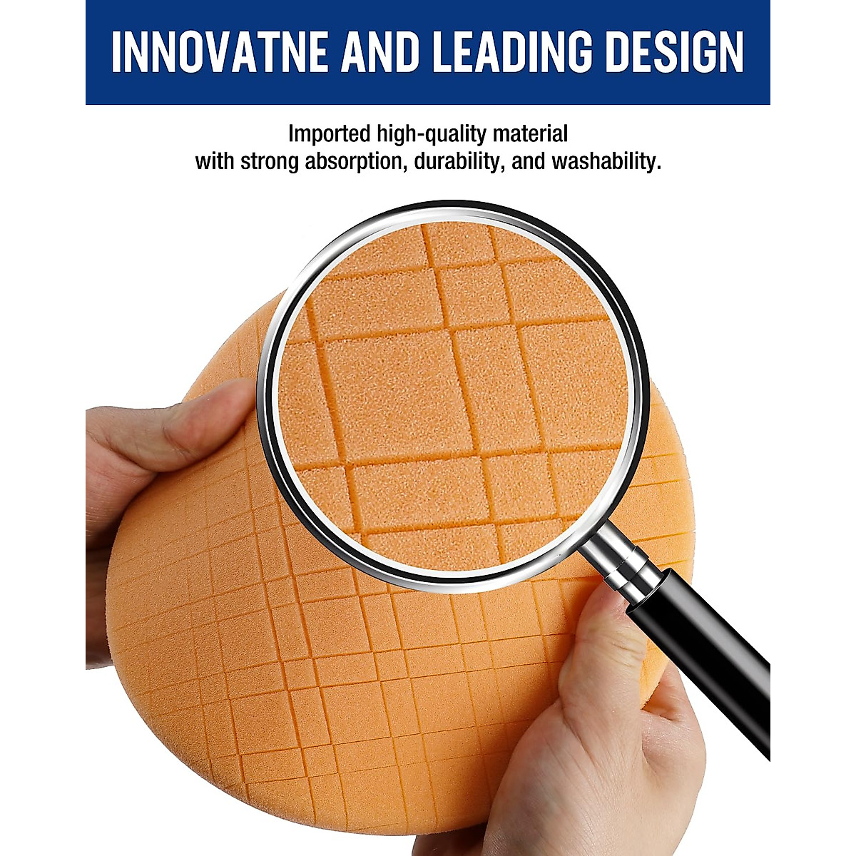 WORKPRO 7.5 Inch Buffing Sponge Pads, 5Pcs 7.5 Inch Face for 7 Inch Backing Plate, Cutting Polishing Pad Kit for Car Buffer Polisher Compounding, Polishing and Waxing