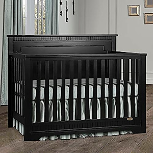 Dream On Me Morgan 5 in 1 Convertible Crib in Black, Greengaurd Gold Certified, Built of Sustainable New Zealand Pinewood