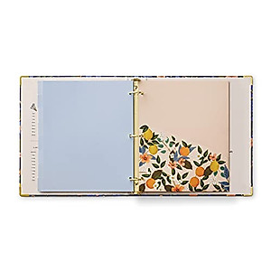 RIFLE PAPER CO. Citrus Grove Recipe Binder - 16 Tabbed Dividers, 10 Clear Recipe Card Sleeves, 1" Three-Ring Style, 11.5"L x 9.75"W, Double-Sided Pocket Folder and Adhesive Labels, Reinforced Corners