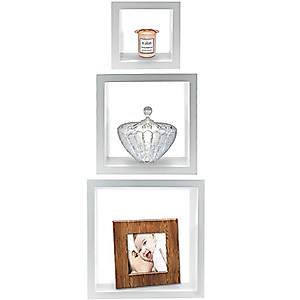 Sorbus Floating Box Shelves — Square Cube Wall Decor Hanging Shelves Decoration — Shelf for Living Room, Bedroom, Trophy Display, Photo Frames