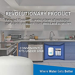Plasteel Reverse Osmosis White Water Storage Tank 3.2 Gallon, ¼” NPT SS, Pre-Charge 6 psi