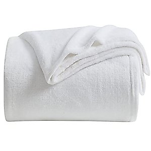KMUSET Fleece Blanket King Size White Lightweight Super Soft Cozy Luxury Bed Blankets Microfiber Factory Shop(90 * 108)