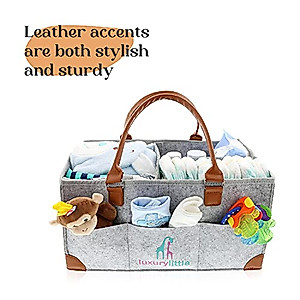 luxury little Extra Large Baby Diaper Caddy Organizer, Portable Car Caddy, Changing Table Organizer for Diapers, Wipes & Toys, Newborn Baby Boy & Girl Essentials, Collapsible Baby Basket