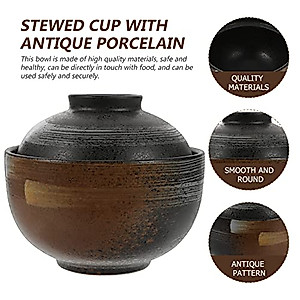 BESTonZON 2 pcs Pho Steaming Bowls Bird Tableware Chill Appetizer Noodle Saucer Japanese Black Use Salad Lid Vegetables Delicate Vintage Soup Stockpot Nest Miso Pot Serving Earthen Stew