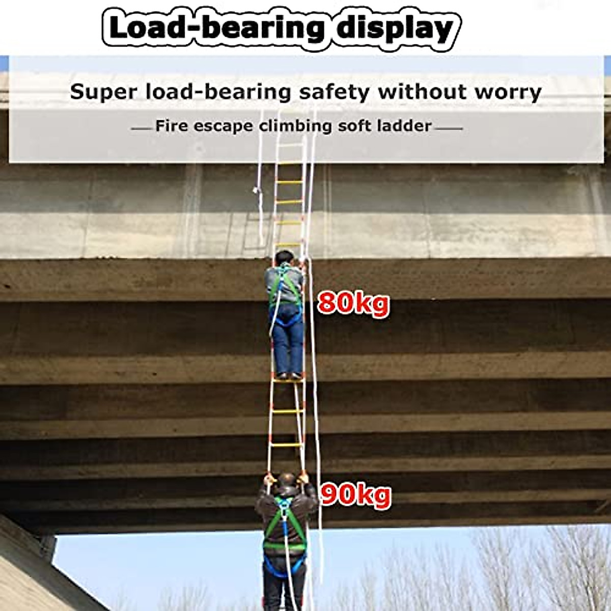 Emergency Fire Ladder Flame Resistant Safety Rope Escape Ladder for Fast to Deploy in Fire, Kids Climbing Obstacle Ladder Weight Capacity up to 900 Pounds/32Ft/10M
