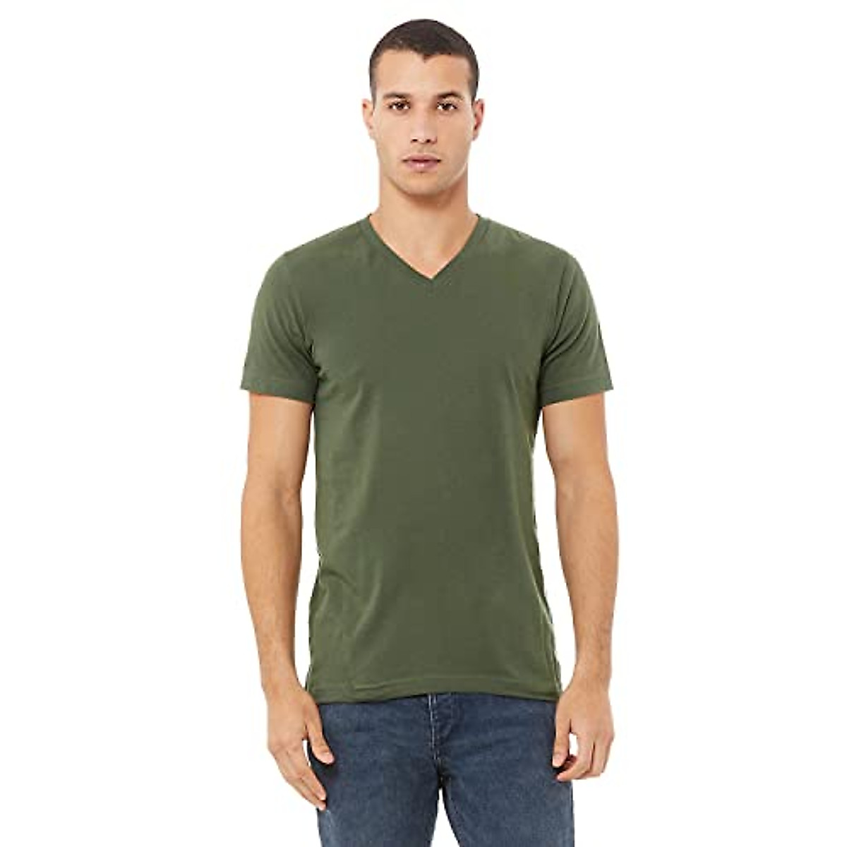 Bella Canvas Unisex Jersey Short Sleeve V-Neck Tee C3005 Military Green