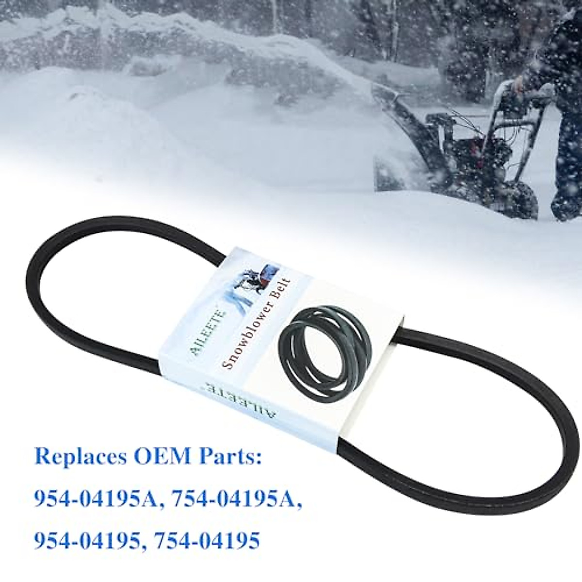 AILEETE 954-04195A Auger Belt 1/2" x 37" for MTD Cub Cadet Troy-Bilt Craftsman Yard Man Yard Machines Snowblower Snow Thrower, Replaces 754-04195 754-04195A 954-04195