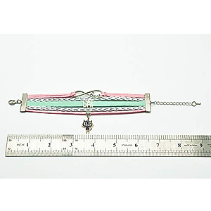 HCChanshi Cat Bracelet Jewelry Infinity Love Cat Jewelry Bracelet For Cat Lover, Cat Owner, Cat Themed Jewelry (Pink,Silver and Mint Green)