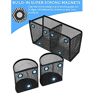 VICNOVA Magnetic Pencil Holder, Metal Strong Magnet Pen Cup, Magnetic Marker Storage Basket Organizer to Hold Whiteboard Refrigerator Fridge Locker Accessories