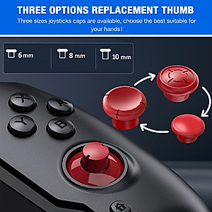 NinjaPlusOX Switch Controller for Nintendo Switch, Switch Pro Controller Wired Connection With Gyro Sensor, Double Vibration and Screenshot Functions, 6 PCS Replacement Joystick Caps